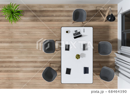 Top view of a conference room office interior....のイラスト素材 [68464390] - PIXTA