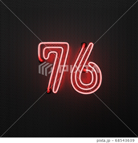 Glowing red neon number 76 celebrationのイラスト素材 [68543639] - PIXTA