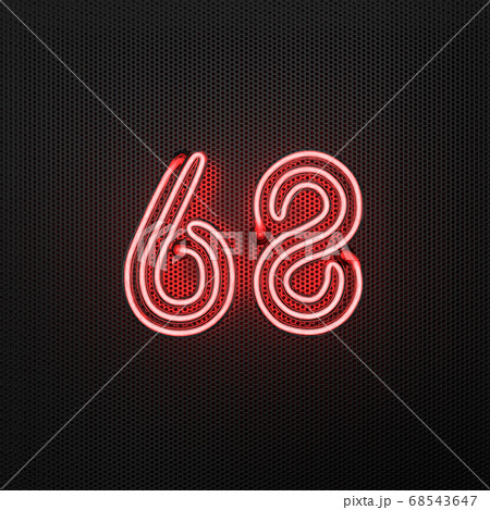 Glowing red neon number 68 celebrationのイラスト素材 [68543647] - PIXTA