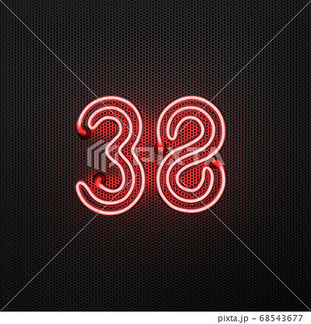 Glowing red neon number 38 celebrationのイラスト素材 [68543677] - PIXTA