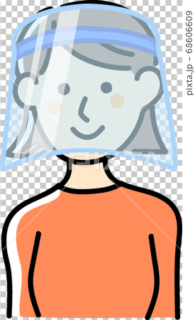 Illustration of a woman with a Pri face shield - Stock Illustration ...