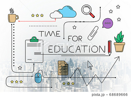 Time for education sketch with media signsの写真素材 [68689666] - PIXTA