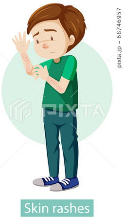 Cartoon character with skin rashes symptomsのイラスト素材 [68746957] - PIXTA