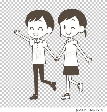 Children walking hand in hand - Stock Illustration [68755180] - PIXTA
