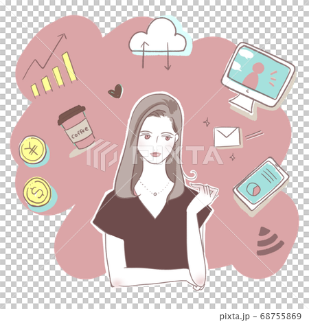 Women and the Internet (pink background) - Stock Illustration [68755869 ...