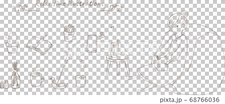 Relax time line drawing illustration set - Stock Illustration [68766036 ...