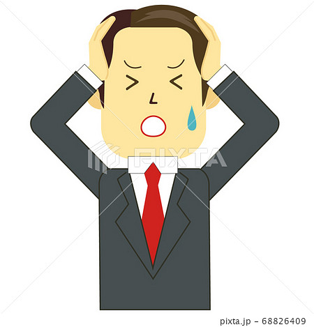 後悔、嘆くスーツ姿の男性のイラスト素材 [68826409] - PIXTA