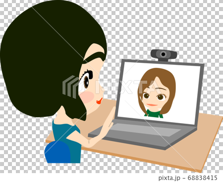 Image material of telework girls call - Stock Illustration [68838415 ...