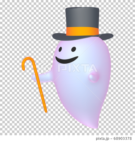 Halloween top hat ghost plastic color (1-1) - Stock Illustration ...