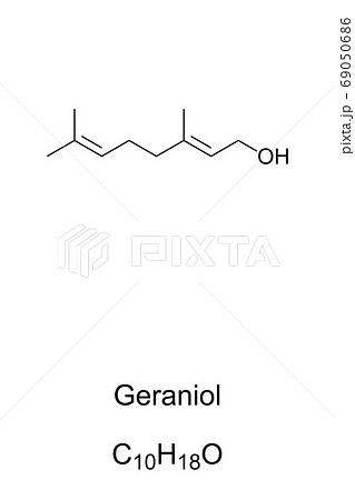 Geraniol, chemical structure. Primary component...のイラスト素材 [69050686 ...