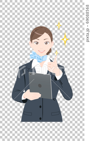 GOOD Tablet Pose Doya Face Business Suit Female... - Stock Illustration ...
