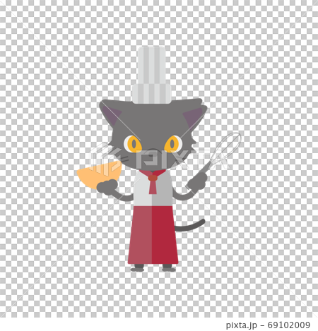 Illustration material of black cat of pastry chef - Stock Illustration ...