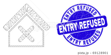 Blue Grunge Entry Refused Stamp and Web Carcass...のイラスト素材 [69128901 ...