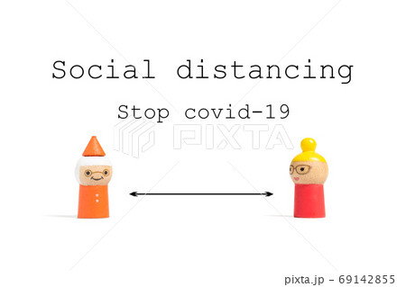 Stop COVID-19 Social distancing text with...の写真素材 [69142855] - PIXTA