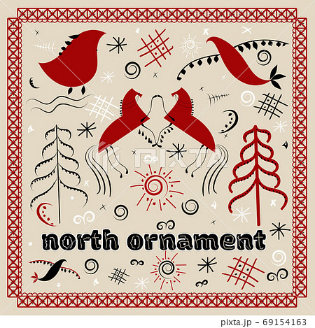 Hand drawn north folk ornament, vector...のイラスト素材 [69154163] - PIXTA