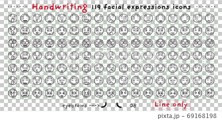 Handwritten face icon 119_line only_08 - Stock Illustration [69168198 ...