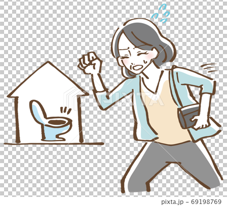 Illustration of a woman running to the toilet - Stock Illustration ...
