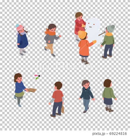 Isometric winter children illustration - Stock Illustration [69224816 ...