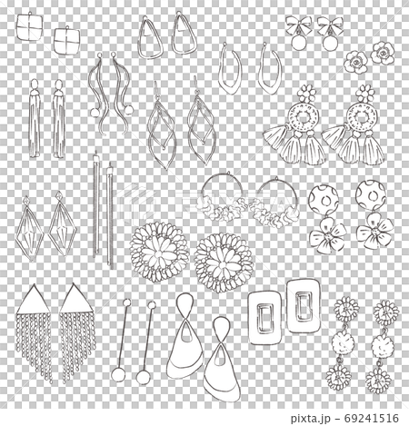Various earrings and earrings No background No... - Stock Illustration ...