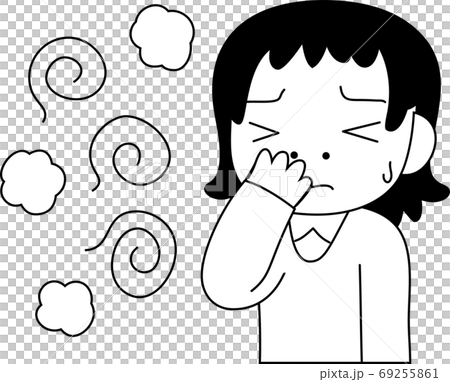Smelly body odor unpleasant worried woman upper... - Stock Illustration ...