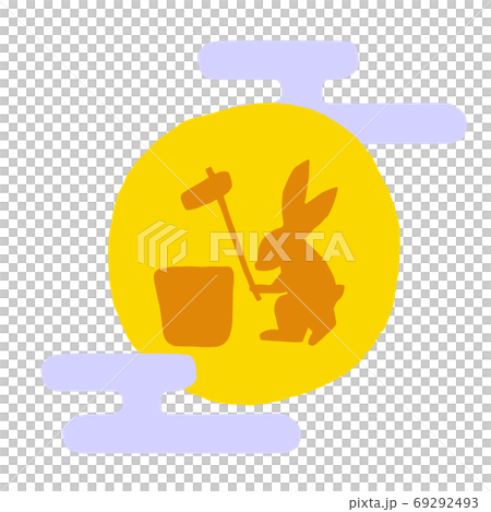 Illustration of a moon and a rabbit making mochi - Stock Illustration ...