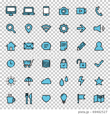 Cute icon set blue - Stock Illustration [69482527] - PIXTA