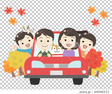 Autumn family drive - Stock Illustration [69486551] - PIXTA