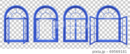 Collection of classic blue arched windows... - Stock Illustration ...