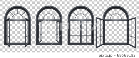 Collection of classic black arched windows... - Stock Illustration ...