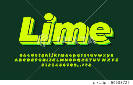 3d lime green text effect or font effect style...のイラスト素材 [69688722] - PIXTA