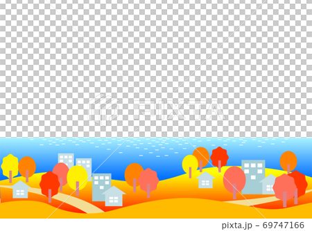 Autumn seaside cityscape simple illustration... - Stock Illustration ...