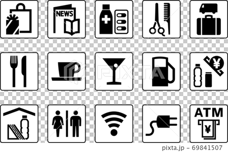 Commercial facility pictogram set (framed ver.) - Stock Illustration ...