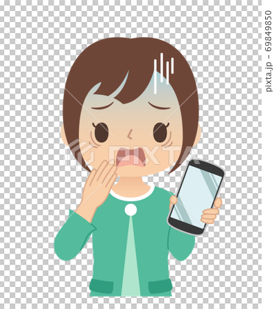 Illustration of a woman with a rushed blue face... - Stock Illustration ...
