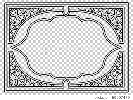 20200131 Sakura frame horizontal line art - Stock Illustration ...