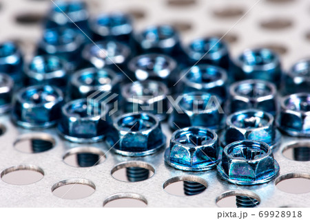 Set of screw on round hole perforated plateの写真素材 [69928918] - PIXTA