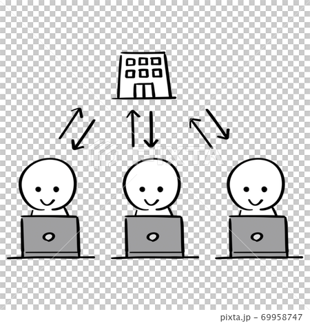 People working in telework - Stock Illustration [69958747] - PIXTA