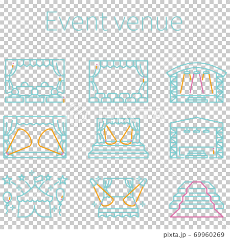 Color line art event venue icon - Stock Illustration [69960269] - PIXTA