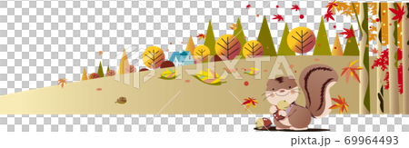 Squirrels collect acorns in the autumn forest - Stock Illustration ...