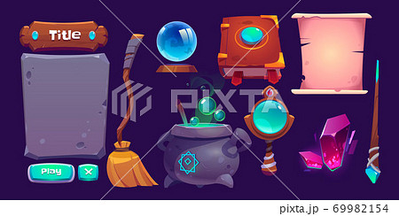 Interface for magic game, cartoon design elementsのイラスト素材 [69982154] - PIXTA