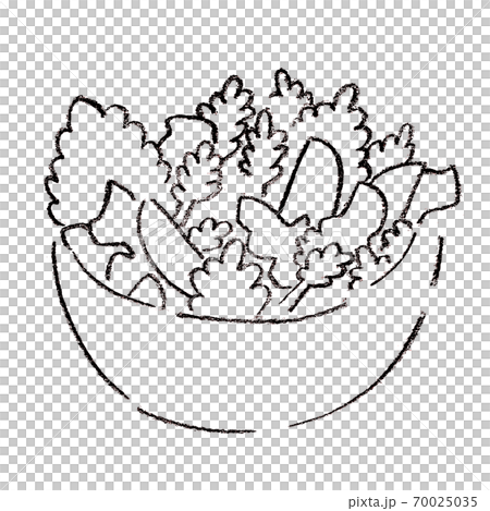 Salad bowl pen drawing illustration - Stock Illustration [70025035] - PIXTA