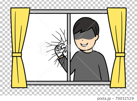 A burglar that breaks the window glass and... - Stock Illustration ...