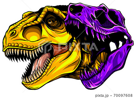 cartoon t-rex who was very angry, staring and...のイラスト素材 [70097608] - PIXTA