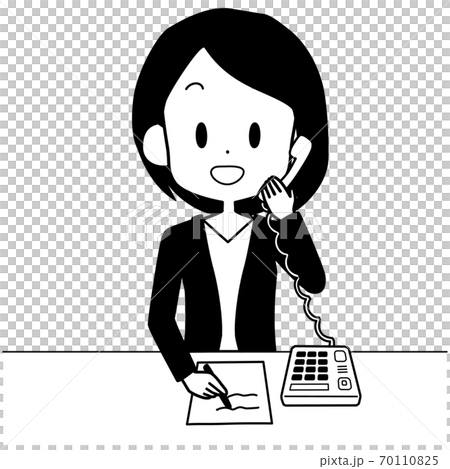 A business woman who answers the phone with a... - Stock Illustration ...