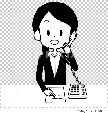 A business woman who answers the phone with a... - Stock Illustration ...