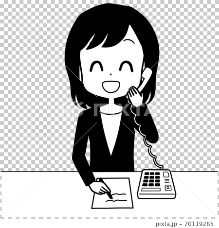 A business woman who answers the phone with a... - Stock Illustration ...