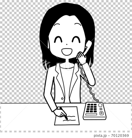A business woman who answers the phone with a... - Stock Illustration ...