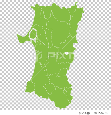 Akita Prefecture Map Municipalities - Stock Illustration [70158280] - PIXTA