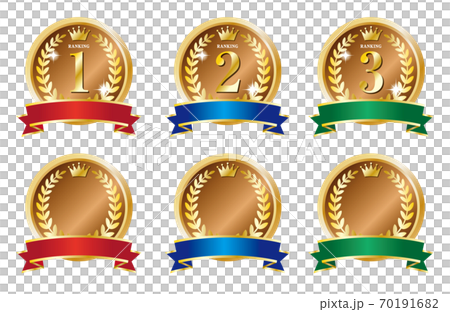 Bright ribbon and sparkling gold ranking medal... - Stock Illustration ...
