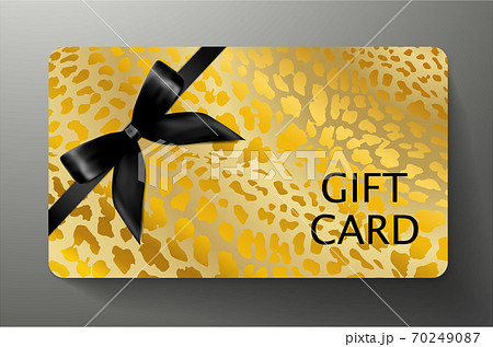 Gift card with golden leopard print on gold...のイラスト素材 [70249087] - PIXTA