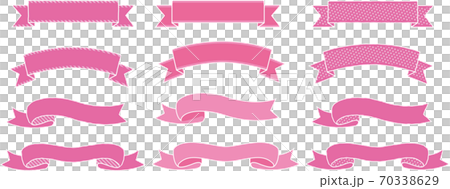 Simple pink ribbon band set (3 patterns x 4) - Stock Illustration ...